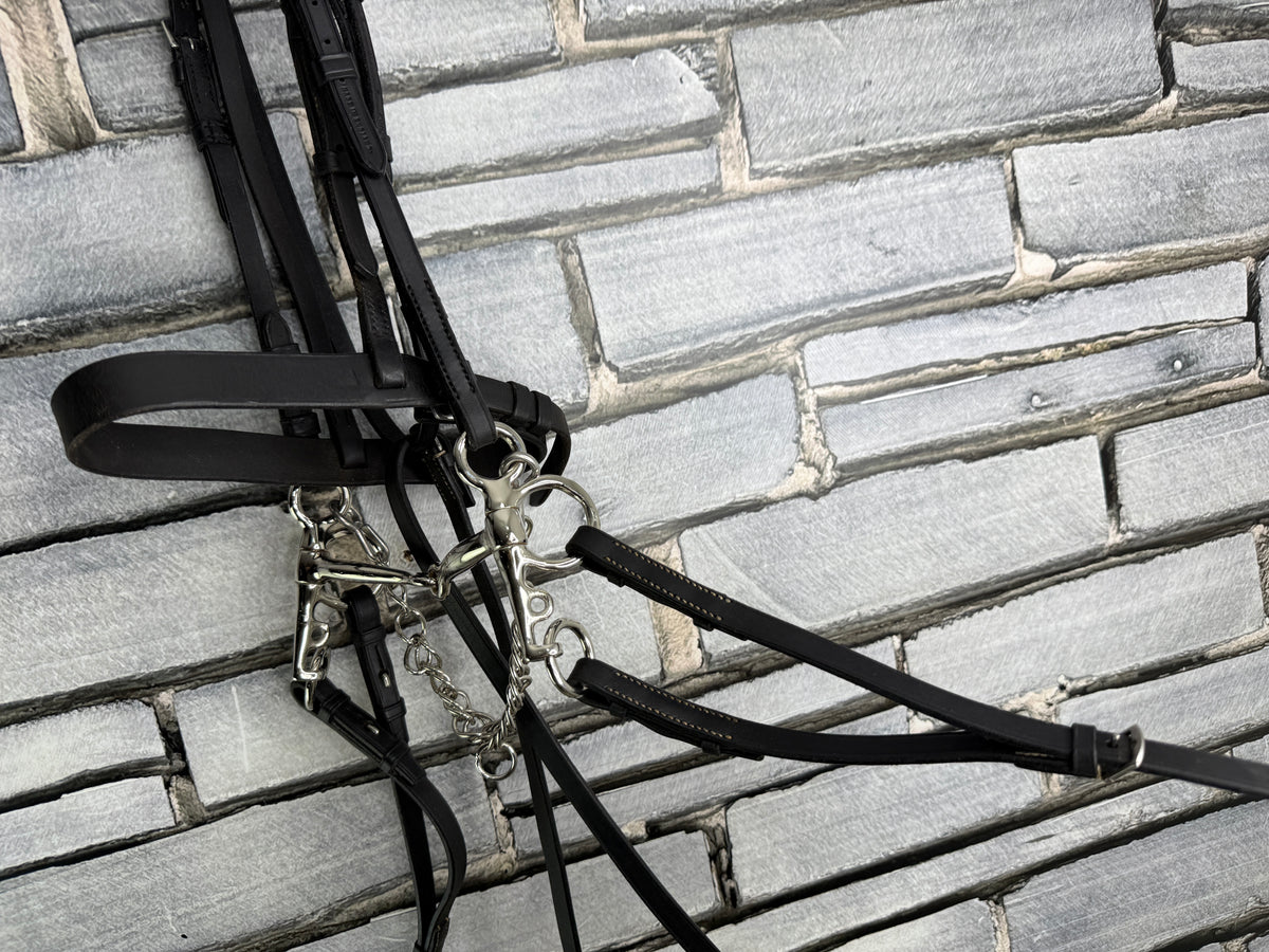 S/H English M&M Complete Pelham Bridle - Black - Pony – Aberwiel Saddlery