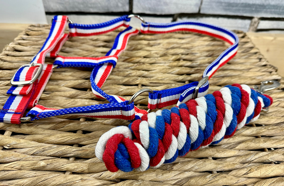 Adjustable Headcollar & Lead Rope Set - Shetland up to Full Size - Red ...