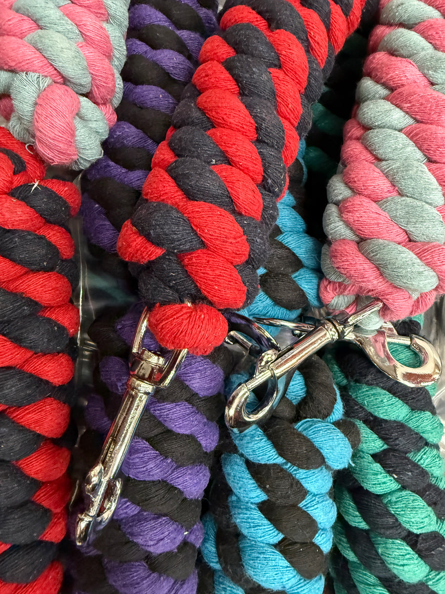 10 x Lead Ropes - Traditional Cotton Twist Lead Ropes - Multi Colour ...